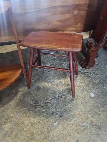 Vintage Half Round Side Table and Stool - Tullochs Auctions
