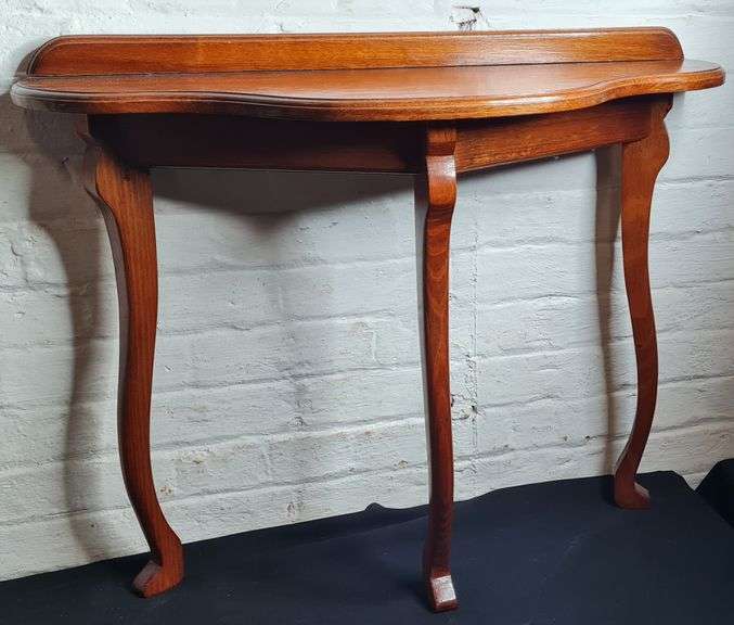 Vintage Timber Half Circle Hall Table - Tullochs Auctions