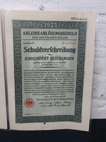 Collection of Old German Bond Certificates - Tullochs Auctions