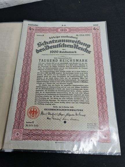 Collection of Old German Bond Certificates - Tullochs Auctions
