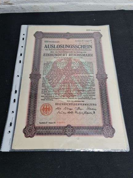 Collection of Old German Bond Certificates - Tullochs Auctions