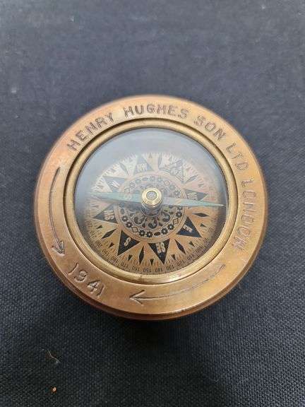 Vintage Style Compass/Magnifying Glass. Engraved "Henry Hughes London ...
