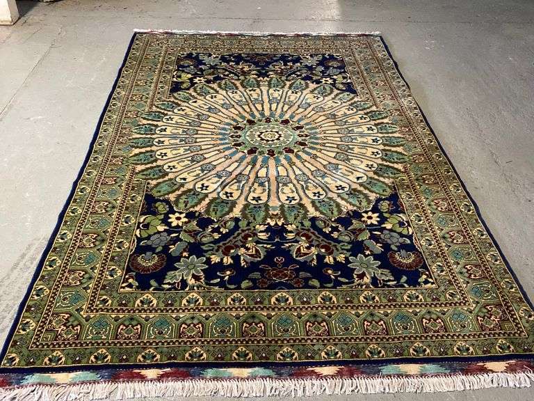 Fine Full Room Size Lambswool Dome Design Hand-Knotted Afghan Roshnai ...