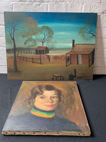 Oil on Canvas Portrait & Outback Painting - Tullochs Auctions