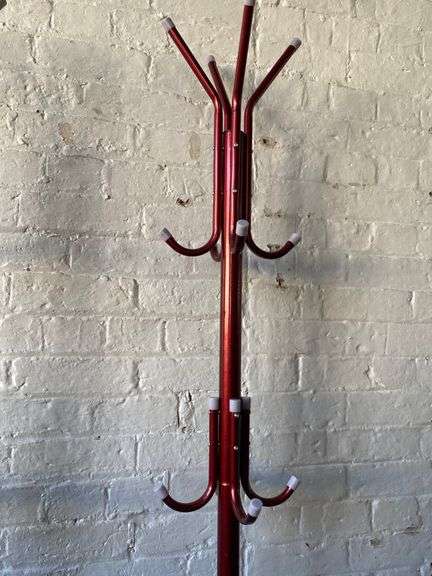Two Red Vintage Metal Coat Racks - Tullochs Auctions