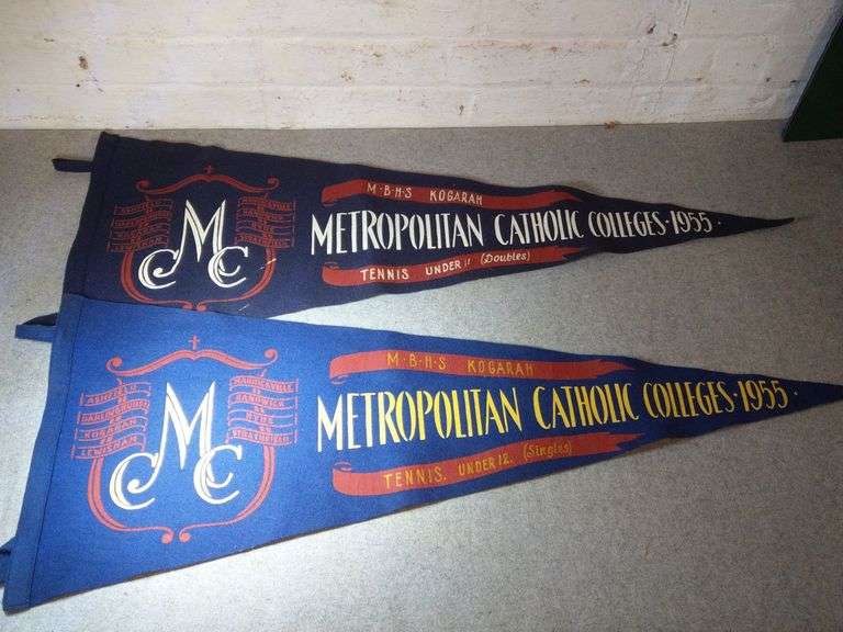 Two 1950's Felt Banners from Metropolitan Catholic College - Tullochs ...