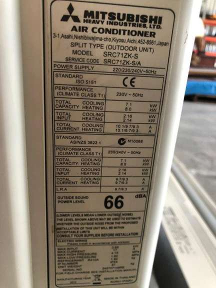 Mitsubishi Split System Air-Con Unit - TVAA Pty Ltd T/A Tomkins Valuers ...
