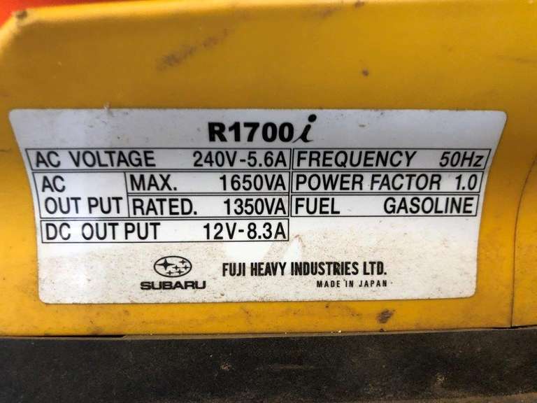 Subaru R1700 Inverter Robin Generator - TVAA Pty Ltd T/A Tomkins ...