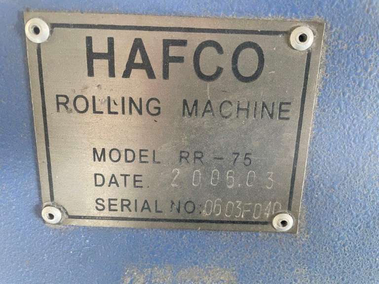 2003 Hafco MetalMaster RR-75 Rolling Machine - TVAA Pty Ltd T/A Tomkins ...