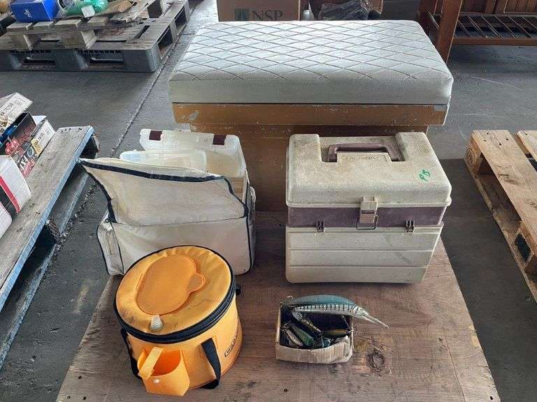 Pallet Fishing Accessories inc Steel Cushion Storage Box, Tackle Boxes ...