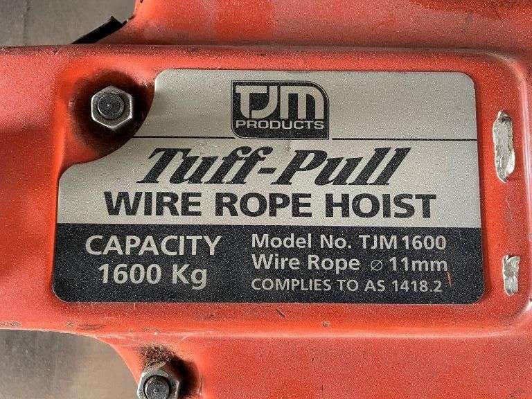 TJM Tuff-Pull Wire Rope Hoist - Capacity 1.6T - TVAA Pty Ltd T/A ...