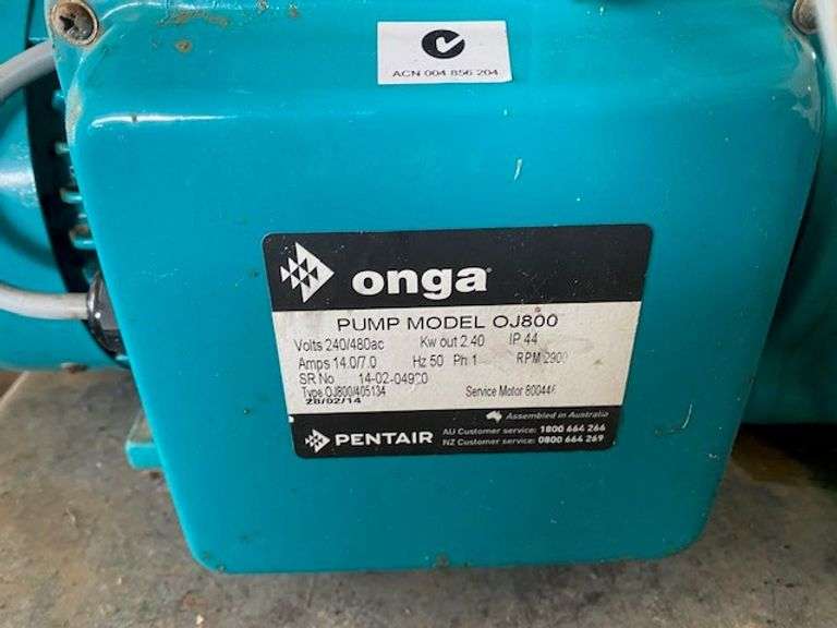Onga OJ800 Single Phase Pump - TVAA Pty Ltd T/A Tomkins Valuers ...