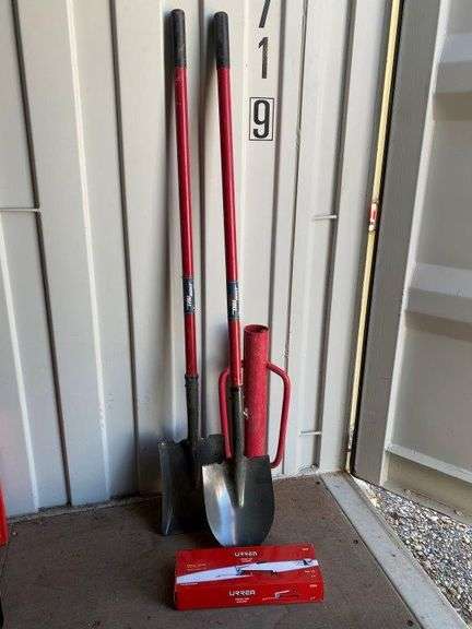 Set Including Square Shovel, Round Shovel, Steel Post Driver & Grease ...