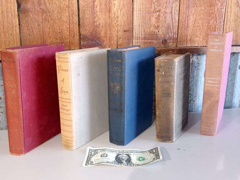 Five very vintage hardcover books including First Edition copies and ...
