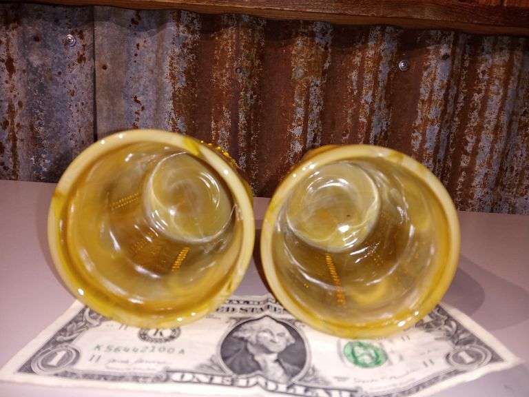Lot of 2 stunning rare vintage Joe St Clair glass holly band berry ...