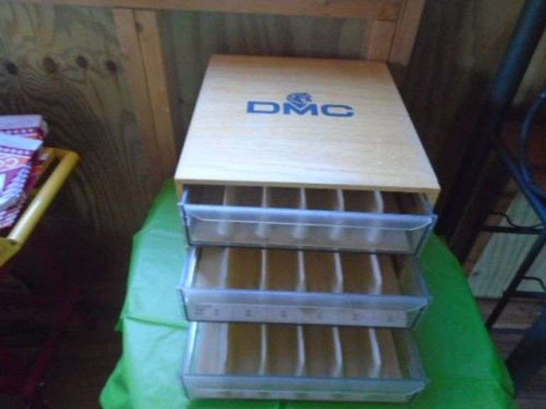 Vintage DMC Thread Floss Wooden Display Box Embroidery Storage $$$ Look ...
