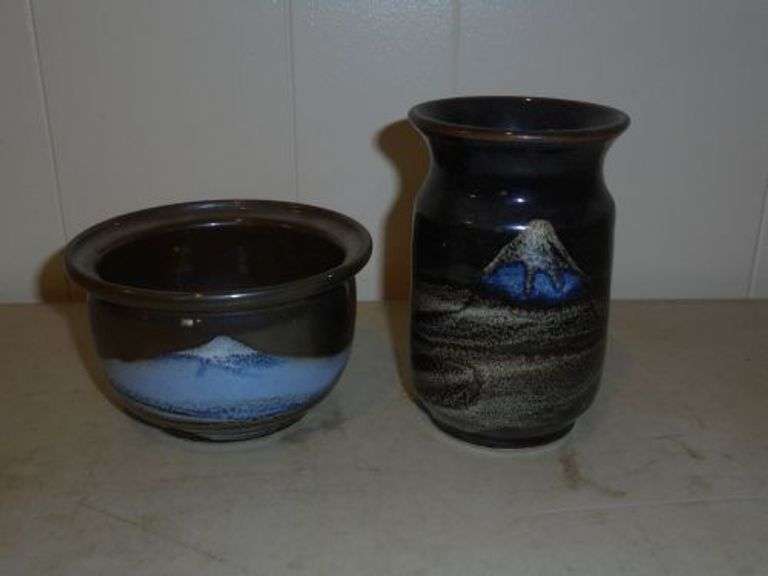 Lot of 2 WENDT Pottery. Idaho Clay Glaze from Mt. Saint Helen Volcanic ...