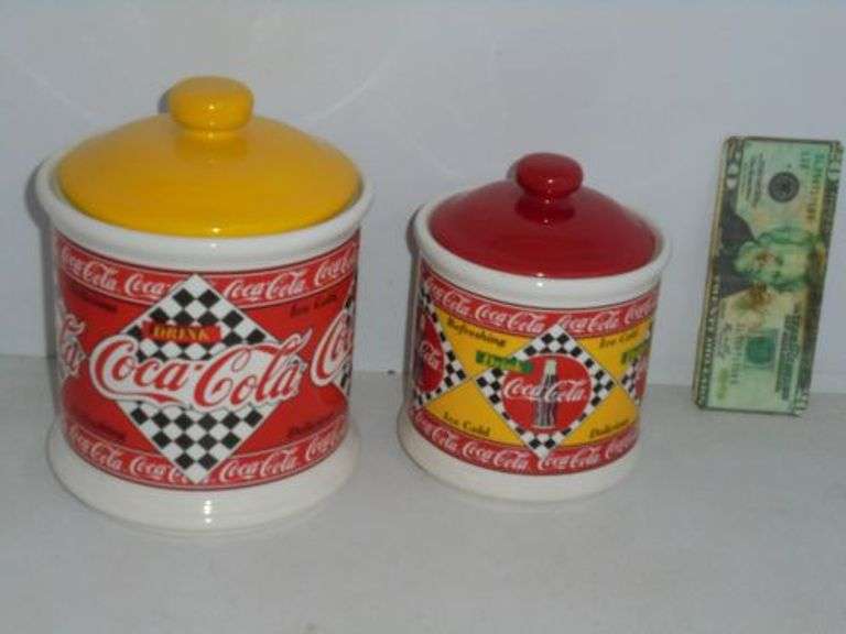 Lot of 2 COCA-COLA canisters. - Texas Online Auction House