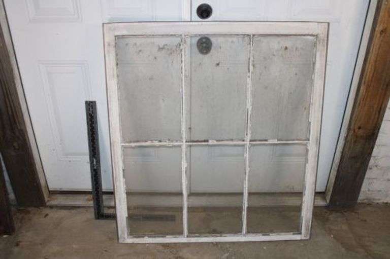Beautiful antique rectangular 6 pane window with white painted wooden ...