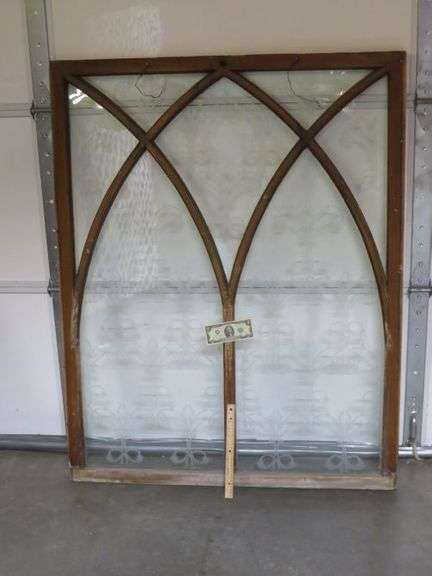 Old Church Window in Wood Frame, no missing or broken glass as shown ...