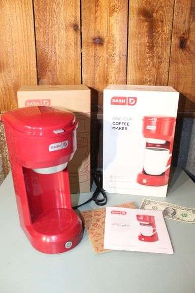 DASH one cup coffee maker - appears NEW in box - Texas Online Auction House