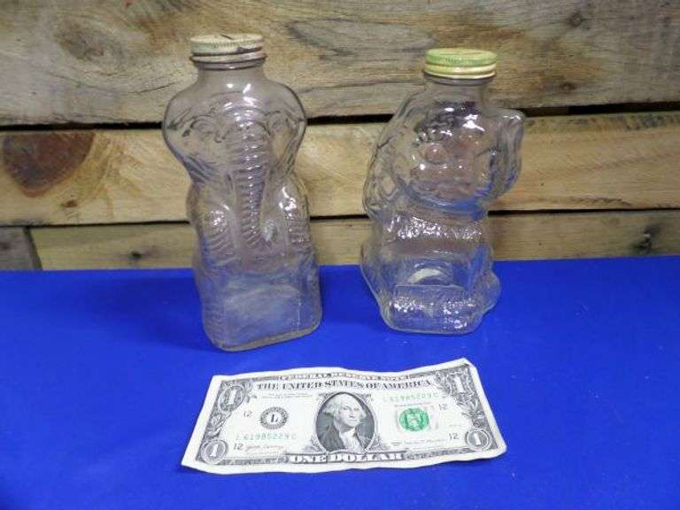 2 Adorable Vintage Glass Coin Banks w/Lids!! (T6) - Texas Online ...