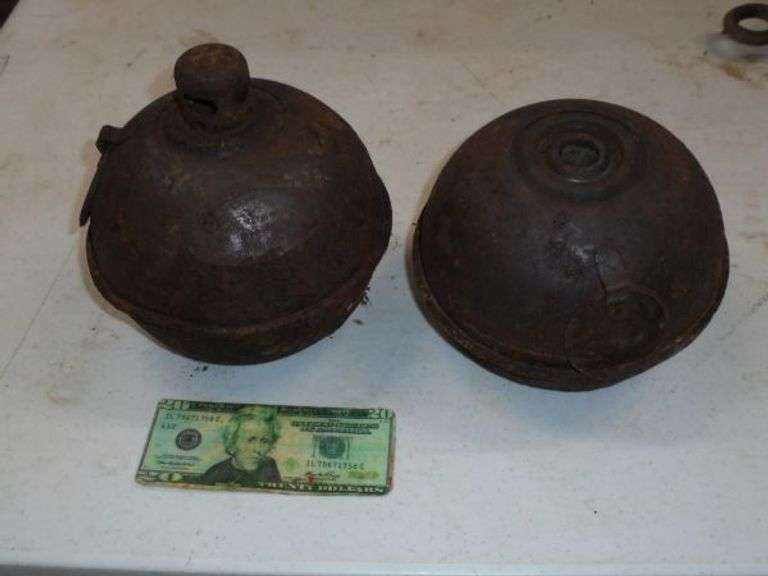 Two "THE TOLEDO TORCH" kerosene road flares/ smudge pots in rusty ...