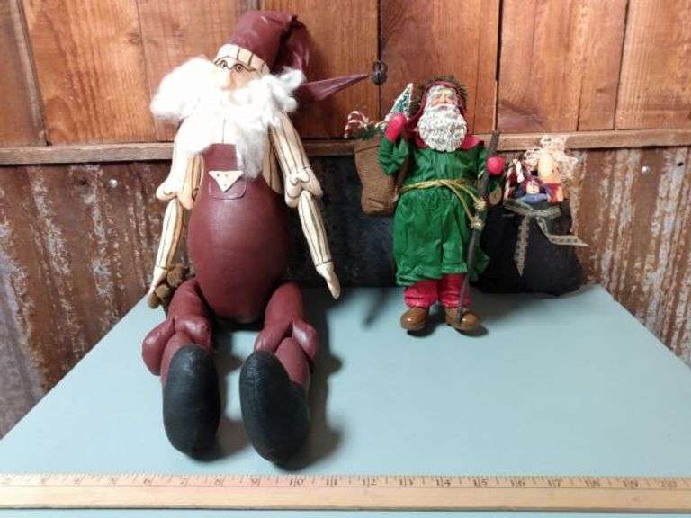 Very unique handmade leather and fabric Christmas Santa decor - little ...