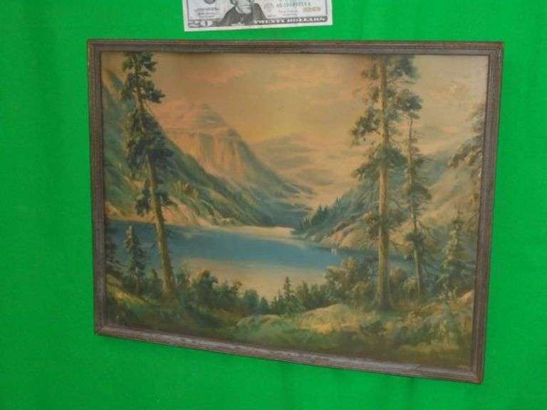 Rare, Vintage W.M. Thompson Litho Print of Lake Louise. Framed under ...