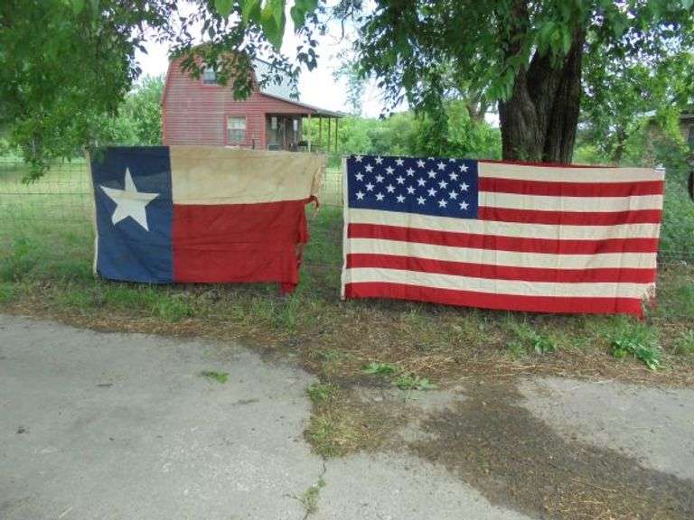 Ripped American and Texas flag. - Texas Online Auction House