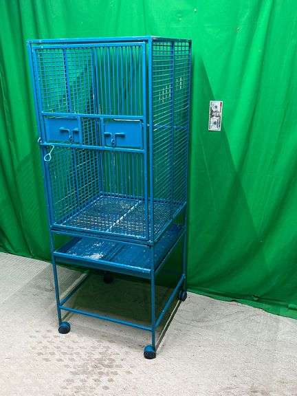 Awesome large blue bird cage on wheels. - Texas Online Auction House