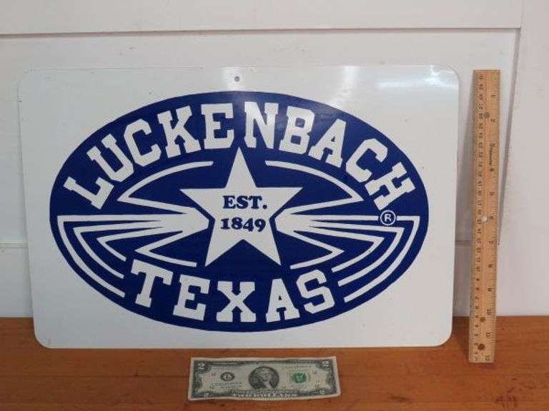 Metal Luckenbach Texas Sign as shown - Texas Online Auction House