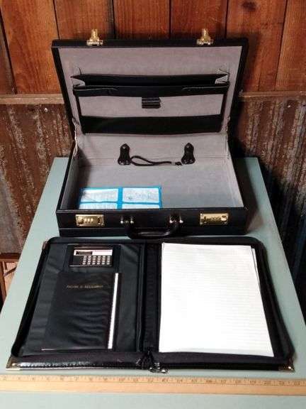 Nice vintage leather briefcase and zippered portfolio with address book ...