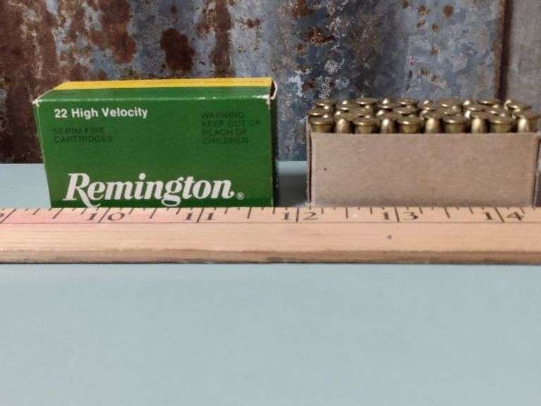 Ammo lot of Remington 22 High Velocity rimfire cartridges as shown ...