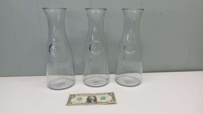 Lot of 3 Vintage Full Litre Carafes/Jugs! Excellent Condition! No chips ...