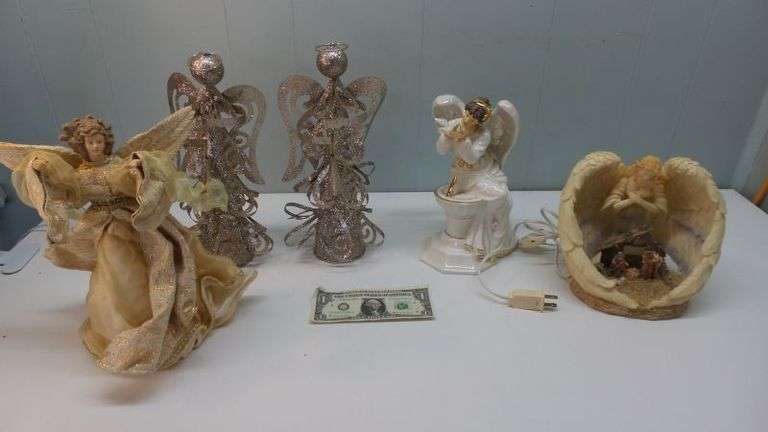 NICE Lot of 5 Large Angel Figures! (1A) - Texas Online Auction House