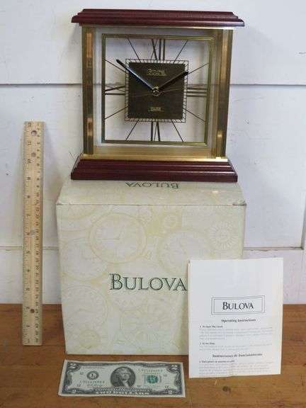 Working Bulova Quartz Clock with original box and instructions as shown ...