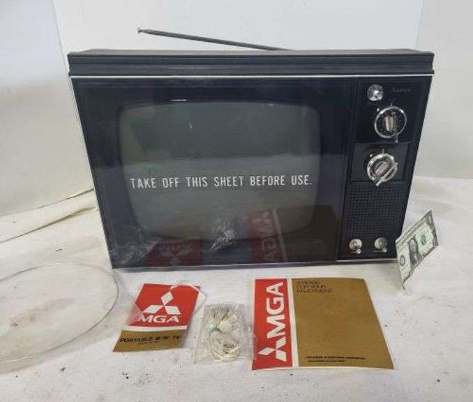 NEVER USED Vintage Black & White Portable TV w / Original Box. ~ cash ...