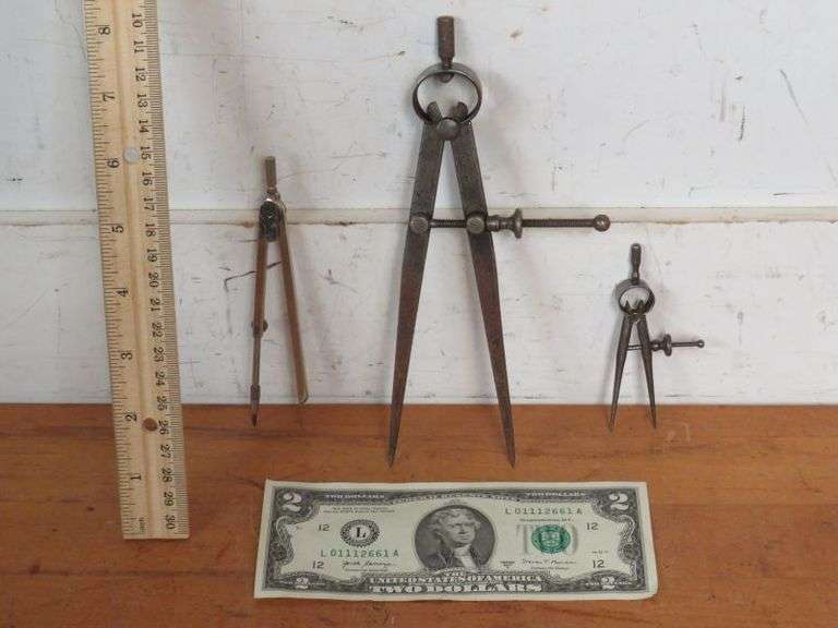 Three Vintage Drafting Compasses as shown - Texas Online Auction House