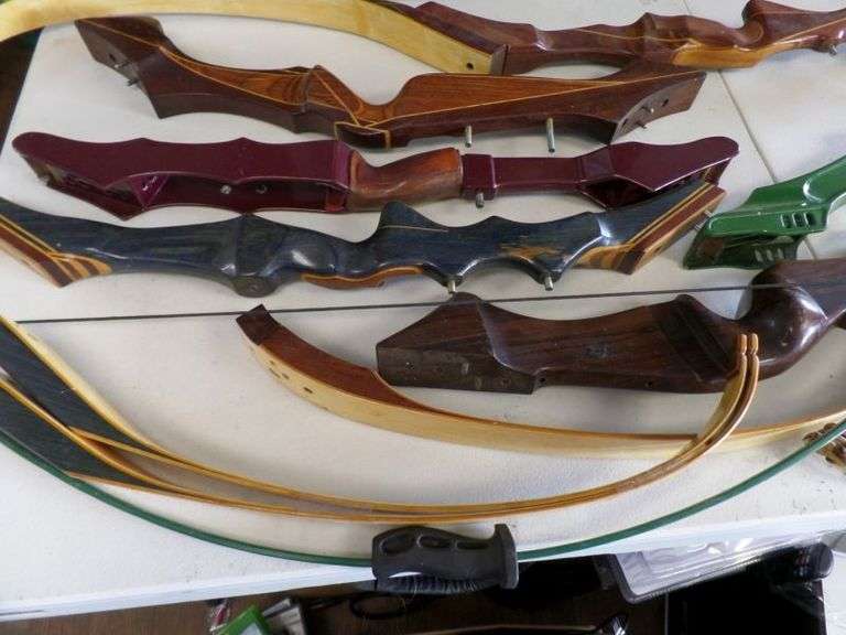 LARGE Lot of Vintage Bows & Pieces! Nice, heavy wood! Must see!! (12D ...