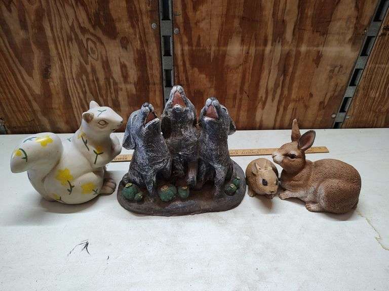 Cement Coyote, Rabbit & Squirrel Statues - United Edge Real Estate ...
