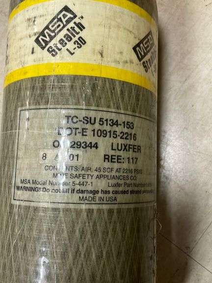 MSA STEALTH L-30 COMPOSITE AIR TANK Model# 5-447-1 EMPTY - United Edge ...