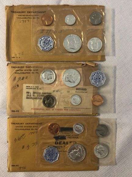 3 1957-59 Uncirculated Coin Proof Sets, Philadelphia - United Edge Real ...