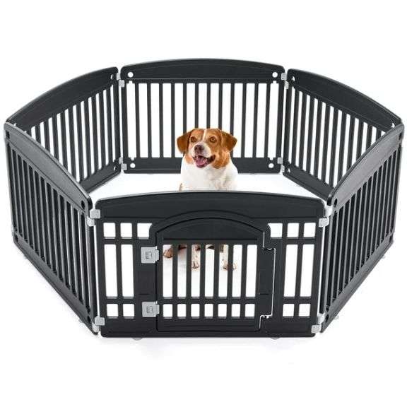 Dog Playpen 6-Panel 24'' Pet Playpen with Door, Foldable Playpen for ...