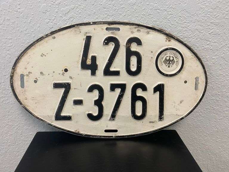 Vintage German Oval License Plate Hauptzollamt Stuttgart-West ...