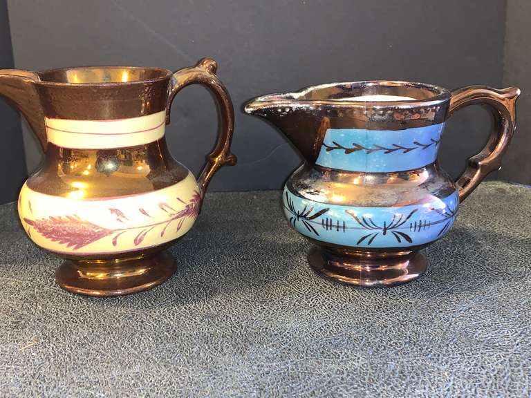 Small Blue and Gold Pitchers - Wolfe Auction & Realty, LLC