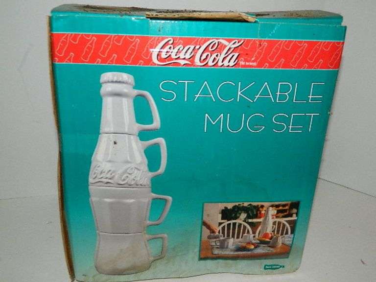Coca Cola Cookie Jar, Stackable Mug Set - Wolfe Auction & Realty, LLC