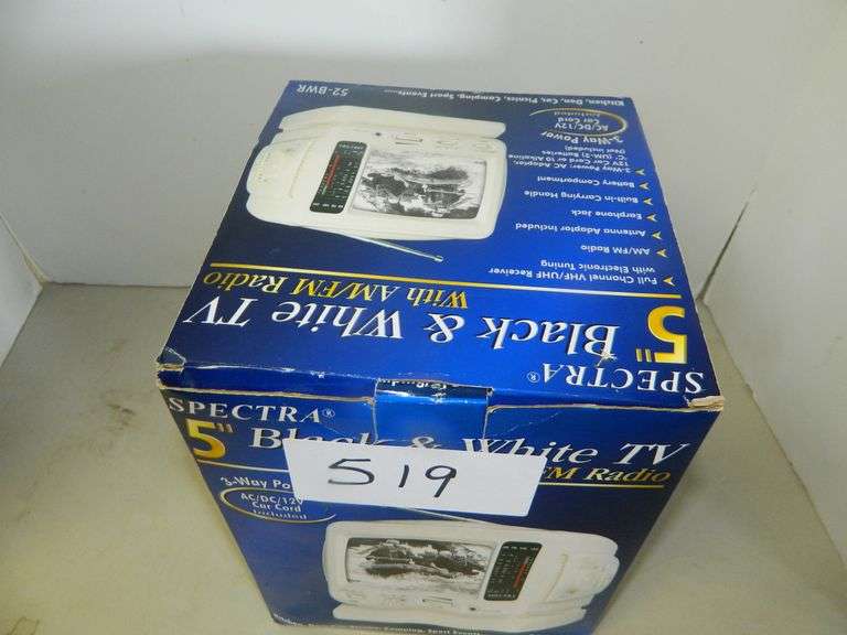5" Spectra Black & White TV with AM/FM Radio AC/DC 12 Volt - Wolfe ...