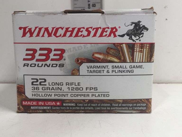 WINCHESTER LONG RIFLE HOLLOWPOINT COPPER PLATED 36GR. 1280 FPS, .22 CAL ...