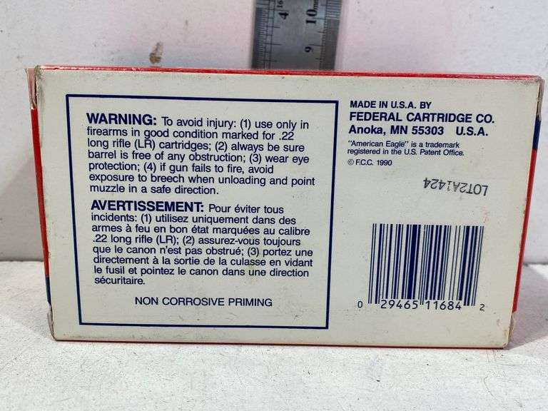 AMERICAN EAGLE HIGH VELOCITY .22 LONG RIFLE 38GR HOLLOW PT CARTRIDGES ...